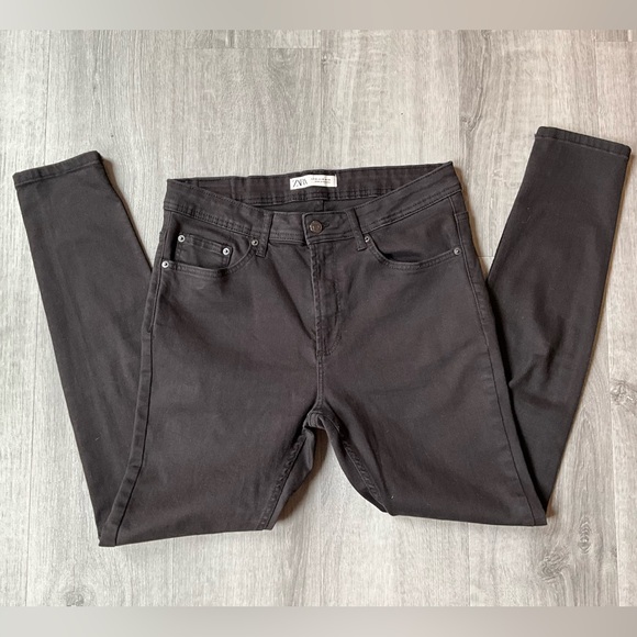 Zara | Jeans | Zara Basic Jeans 32 Womens Solid Black Mid Rise Skinny ...